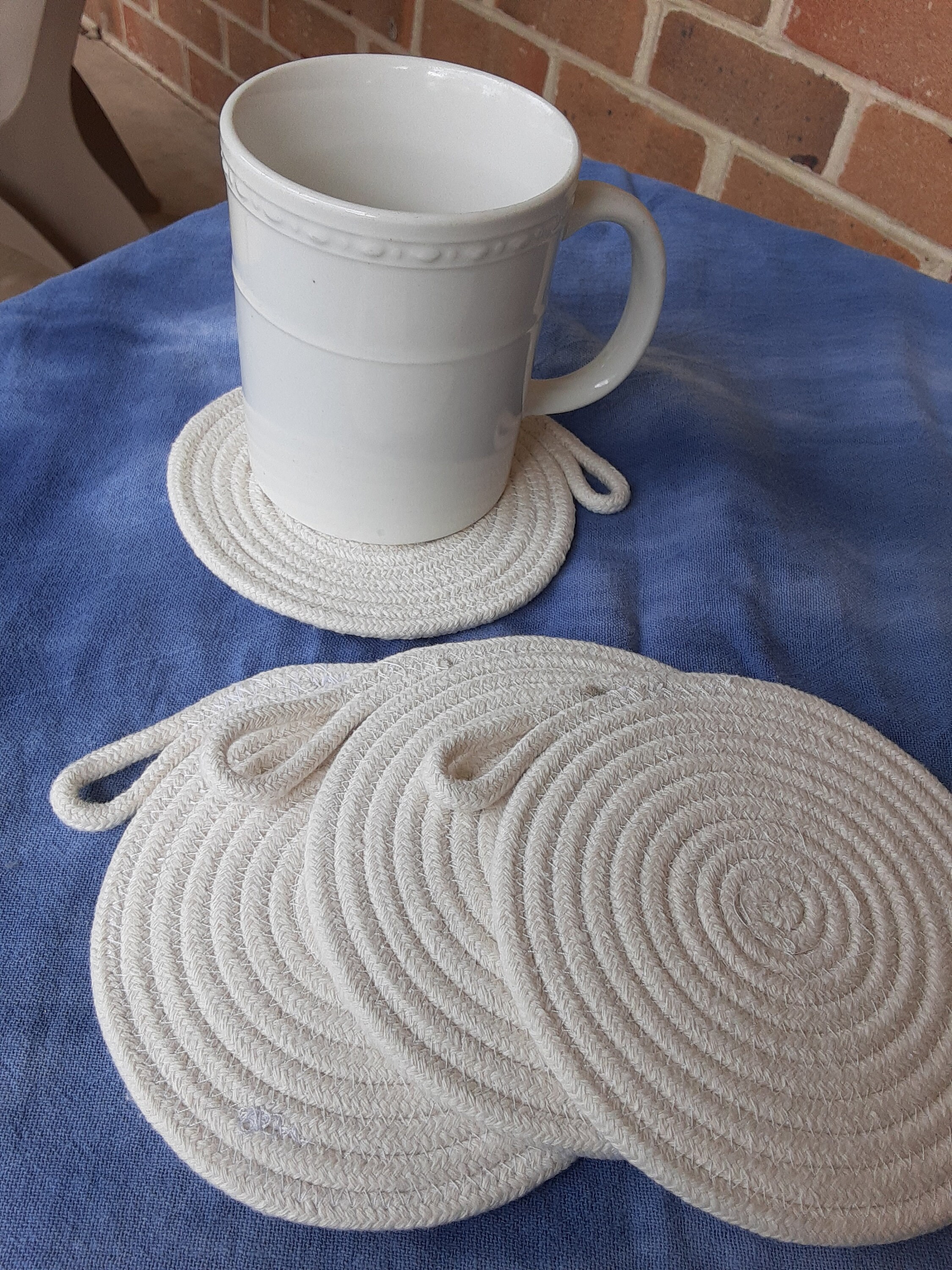 White Rope Coasters, Cotton Rope Coasters, Set of 4 Coasters, Rug Mugs ...