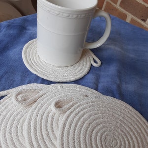 White Rope Coasters, Cotton Rope Coasters, Set of 4 Coasters, Rug Mugs ...
