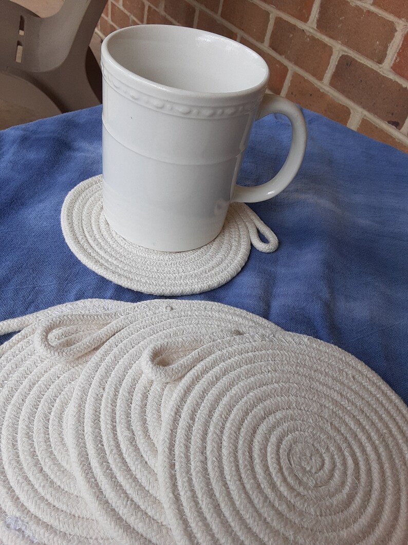 White Rope Coasters, Cotton Rope Coasters, Set of 4 Coasters, Rug Mugs ...