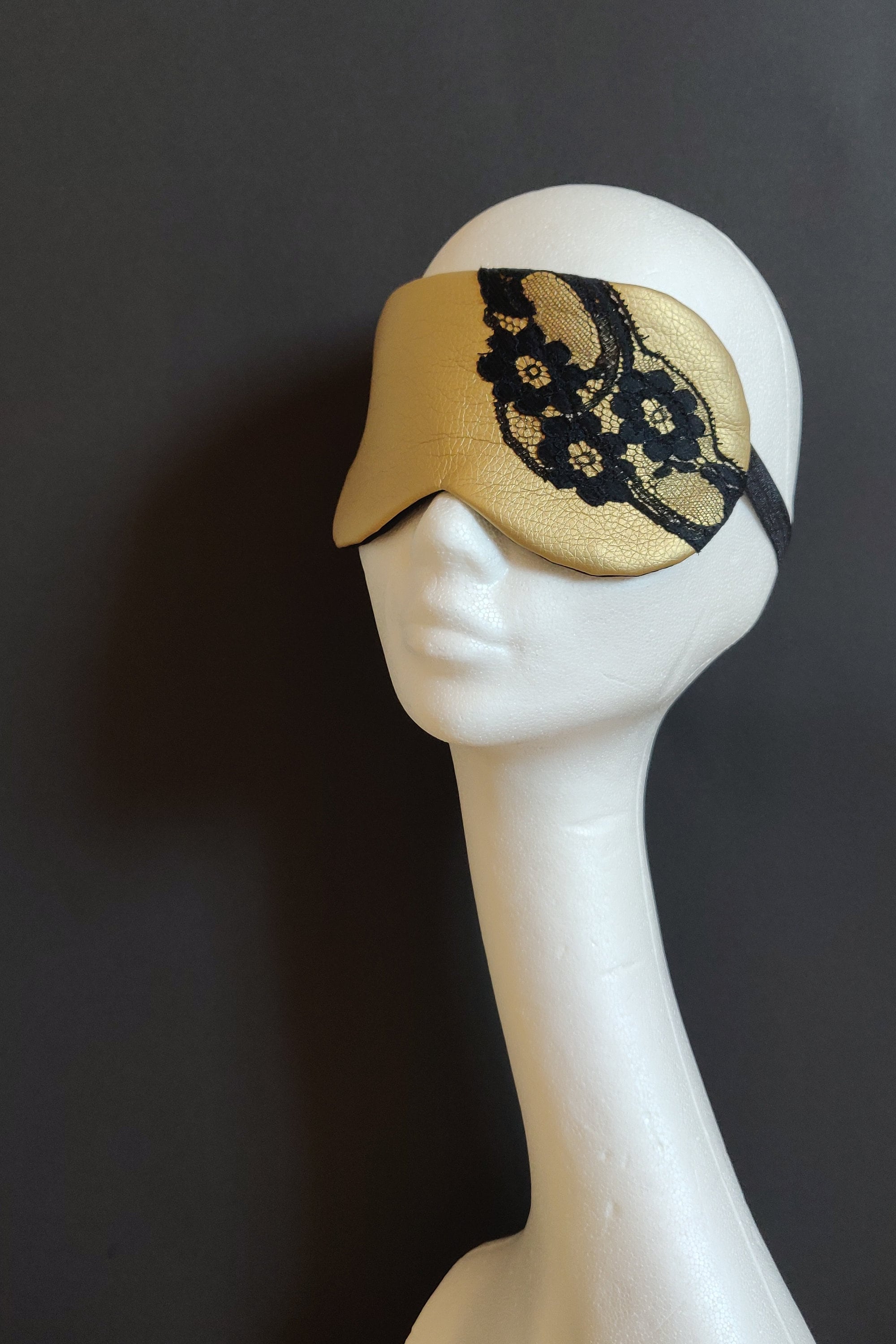 AURA Boudoir Eye Mask Black Gold Adjustable Blindfold Sleep Mask ...