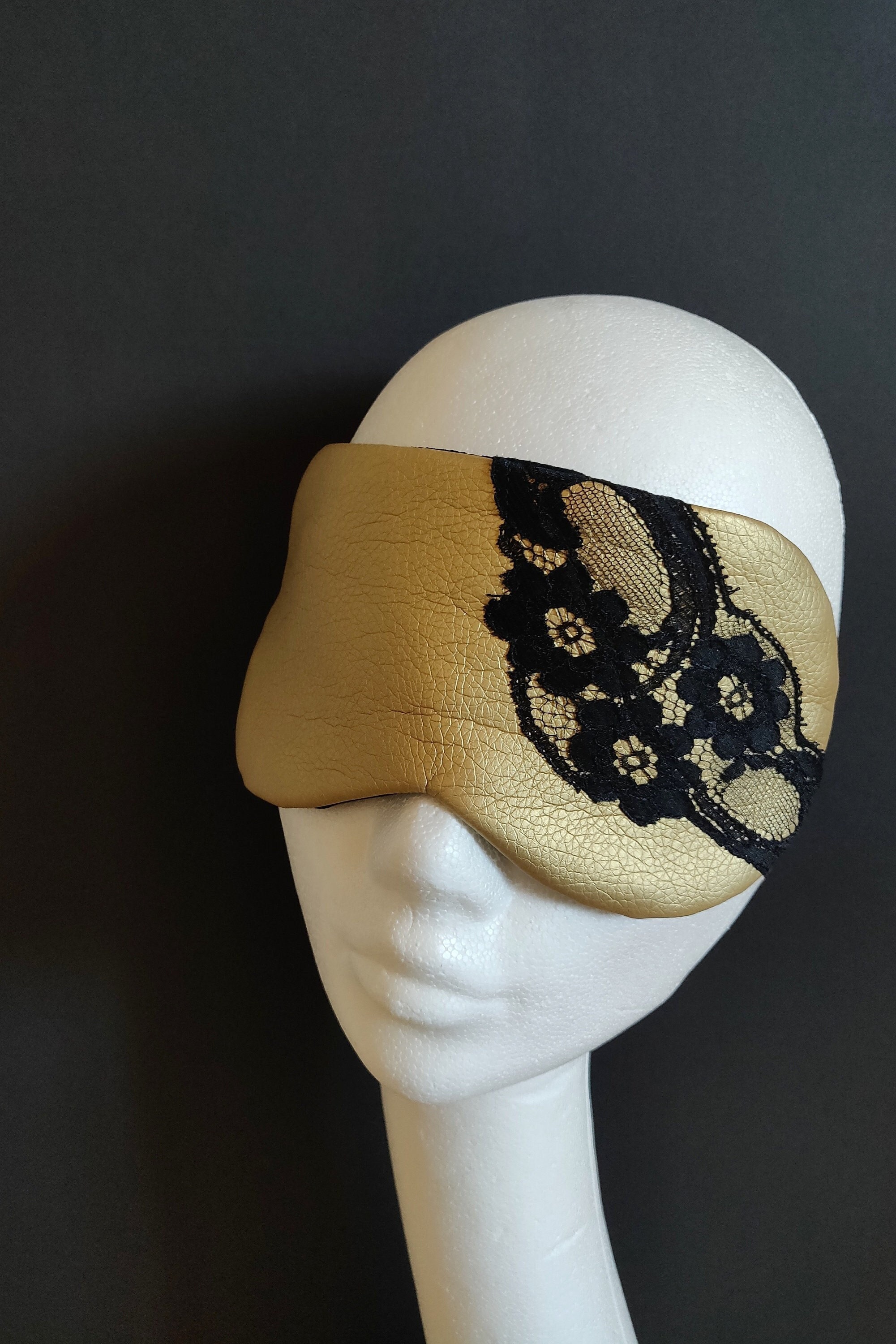 AURA Boudoir Eye Mask Black Gold Adjustable Blindfold Sleep Mask ...