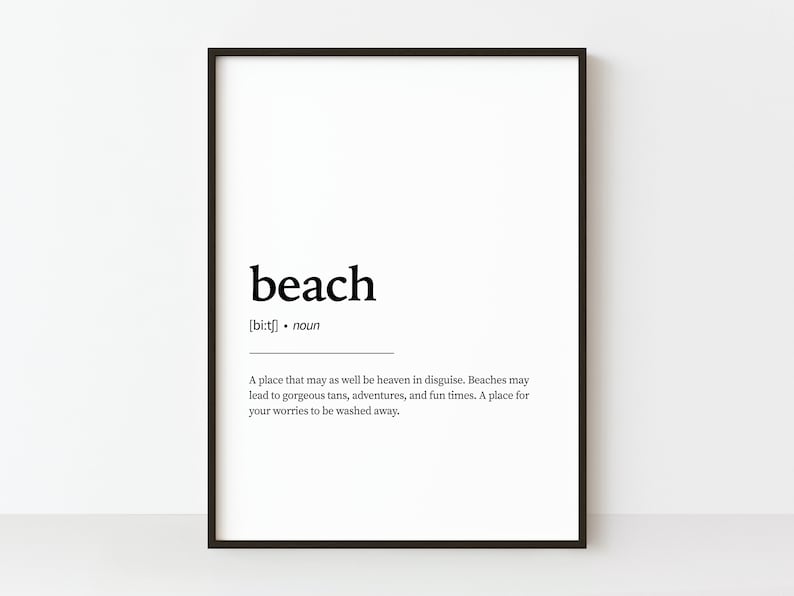 Beach Definition Print Printable Wall Art Beach Wall Art | Etsy
