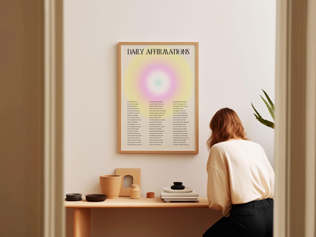 Daily Affirmation Print, Positive Mantra Wall Art, Meditation Art ...