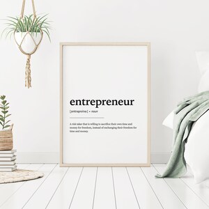 Entrepreneur Definition Print, Office Wall Art, Funny Home Decor ...