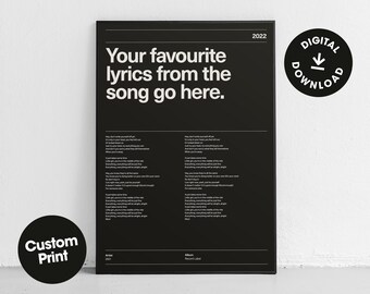 Custom Lyrics Poster Personalised Wedding Lyrics Print - Etsy