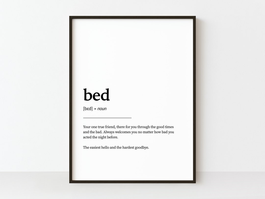 Bed Definition Print, Printable Wall Art, Bed Wall Art, Bed Quote Print ...