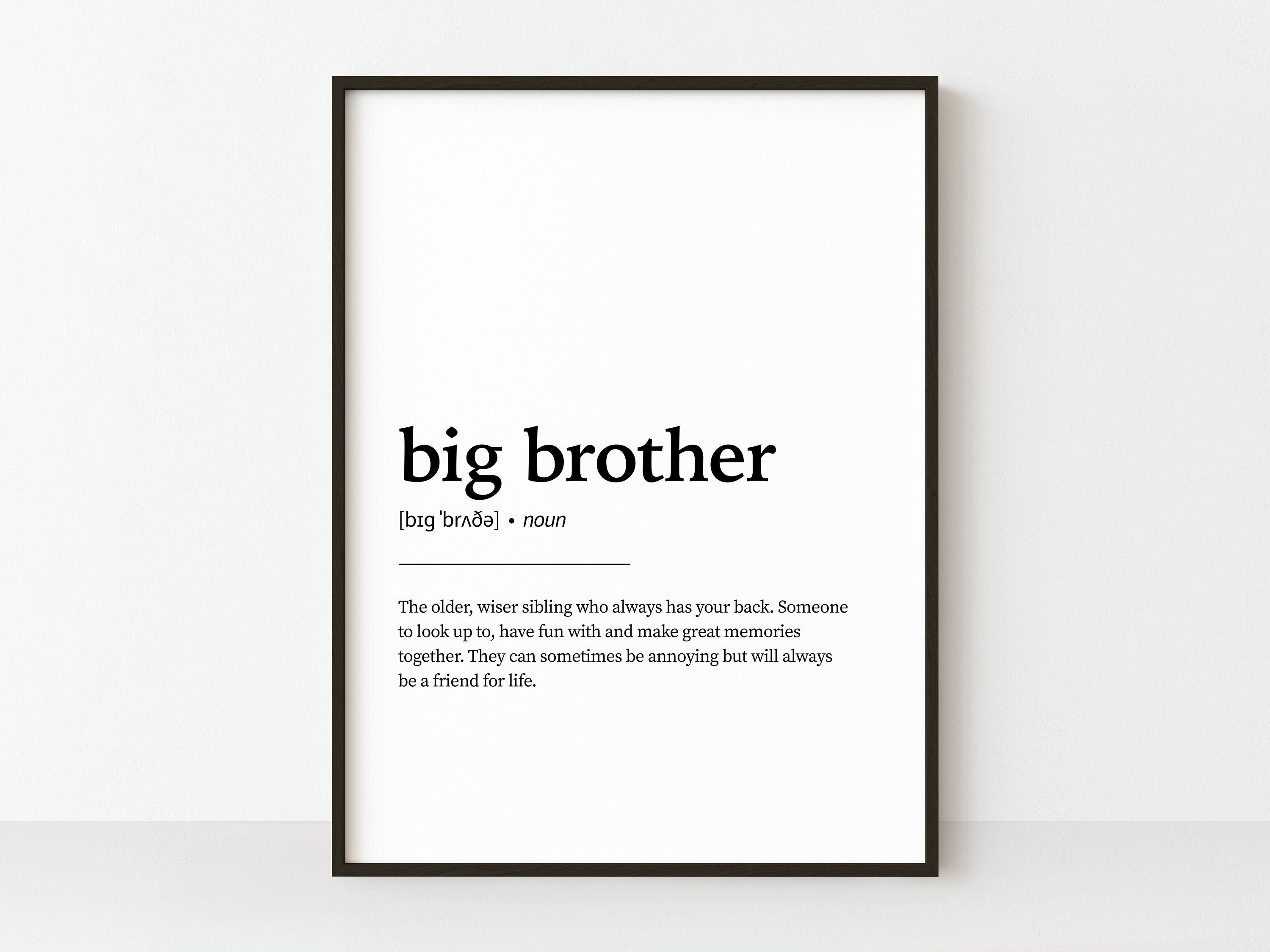 Big Brother Definition Print Printable Wall Art Brother | Etsy UK