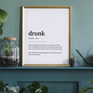 Drunk Definition Print, Kitchen Wall Art, Funny Home Decor, Wine Lover ...