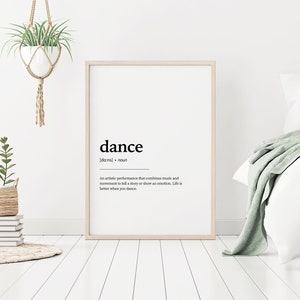 Dance Definition Print, Dance Wall Art, Dance School Art, Dancing Print ...