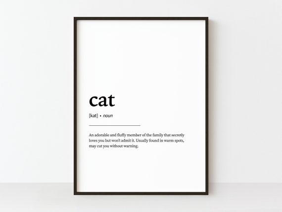 Cat Definition Print Cat Wall Art Feline Definition Wall - Etsy Canada