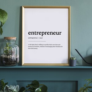 Entrepreneur Definition Print, Office Wall Art, Funny Home Decor ...