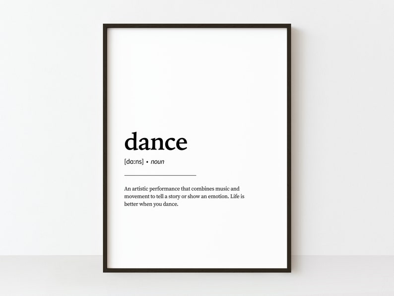 Dance Definition Print Dance Wall Art Dance School Art - Etsy