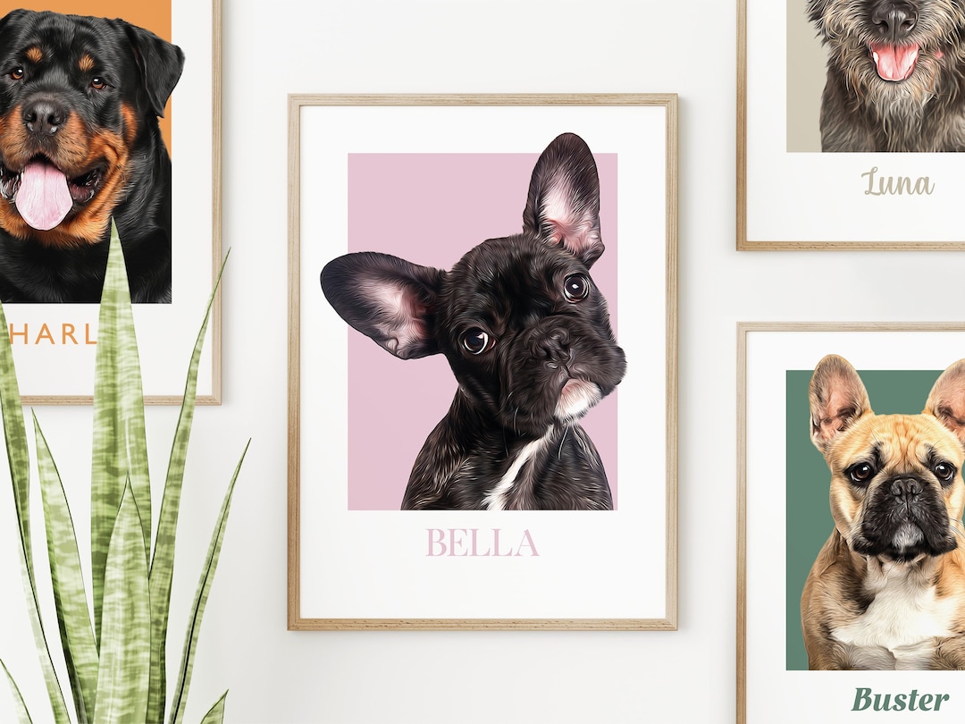 Custom Pet Portrait, Personalised Dog Portrait From Photo, Custom Cat ...