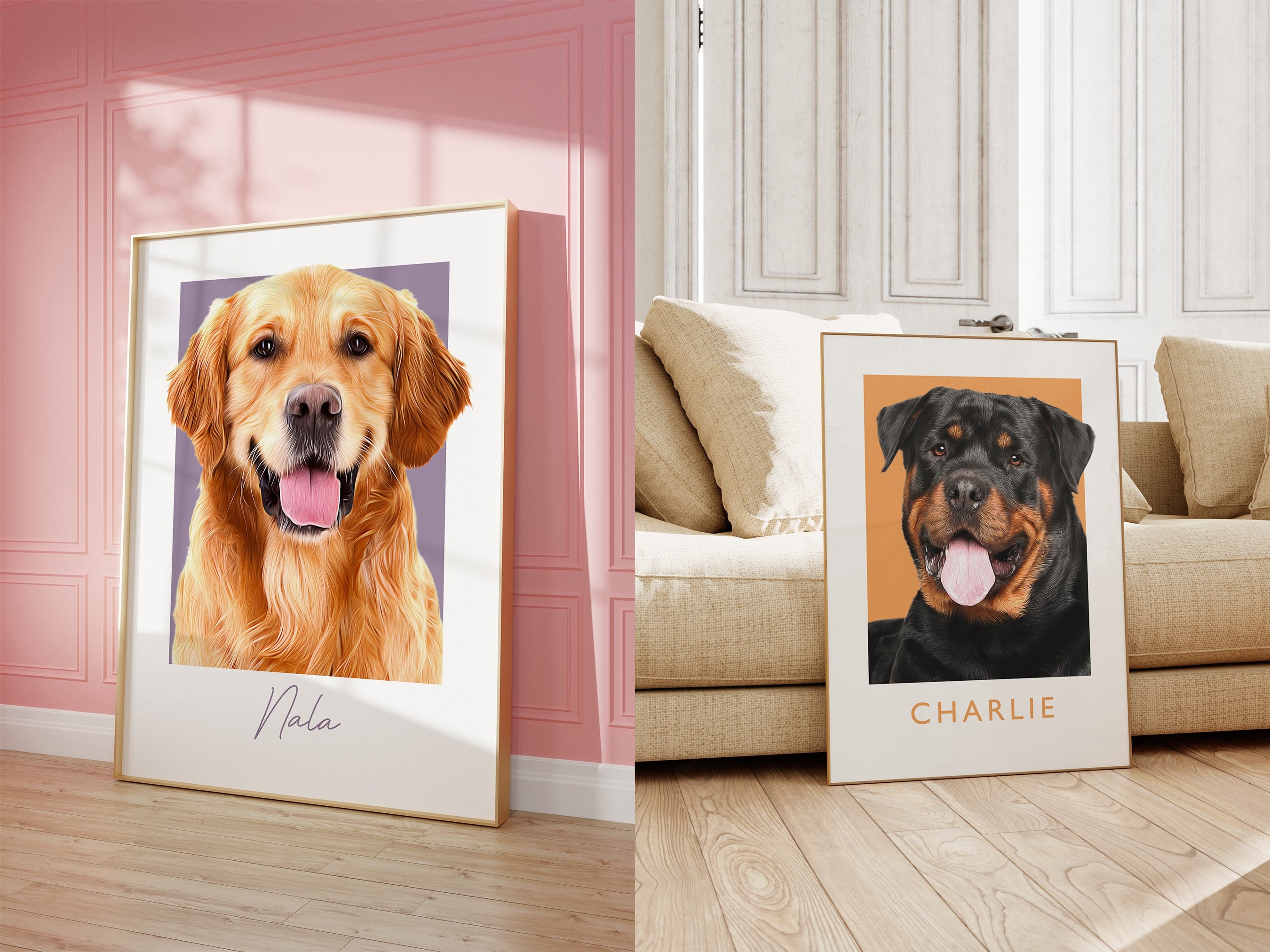 Custom Pet Portrait, Personalised Dog Portrait From Photo, Custom Cat ...