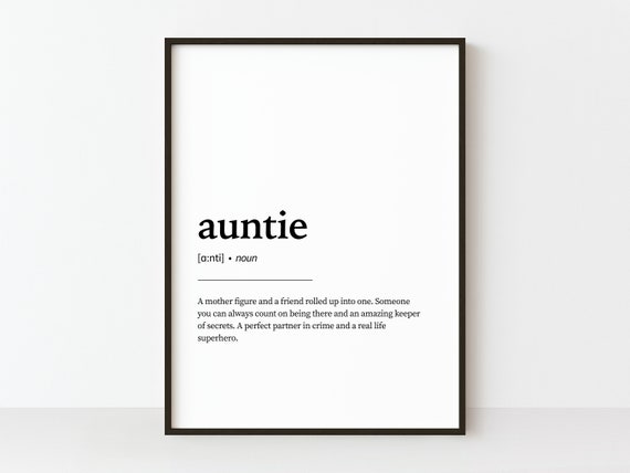 Auntie Definition Print Printable Wall Art Family Wall Art | Etsy