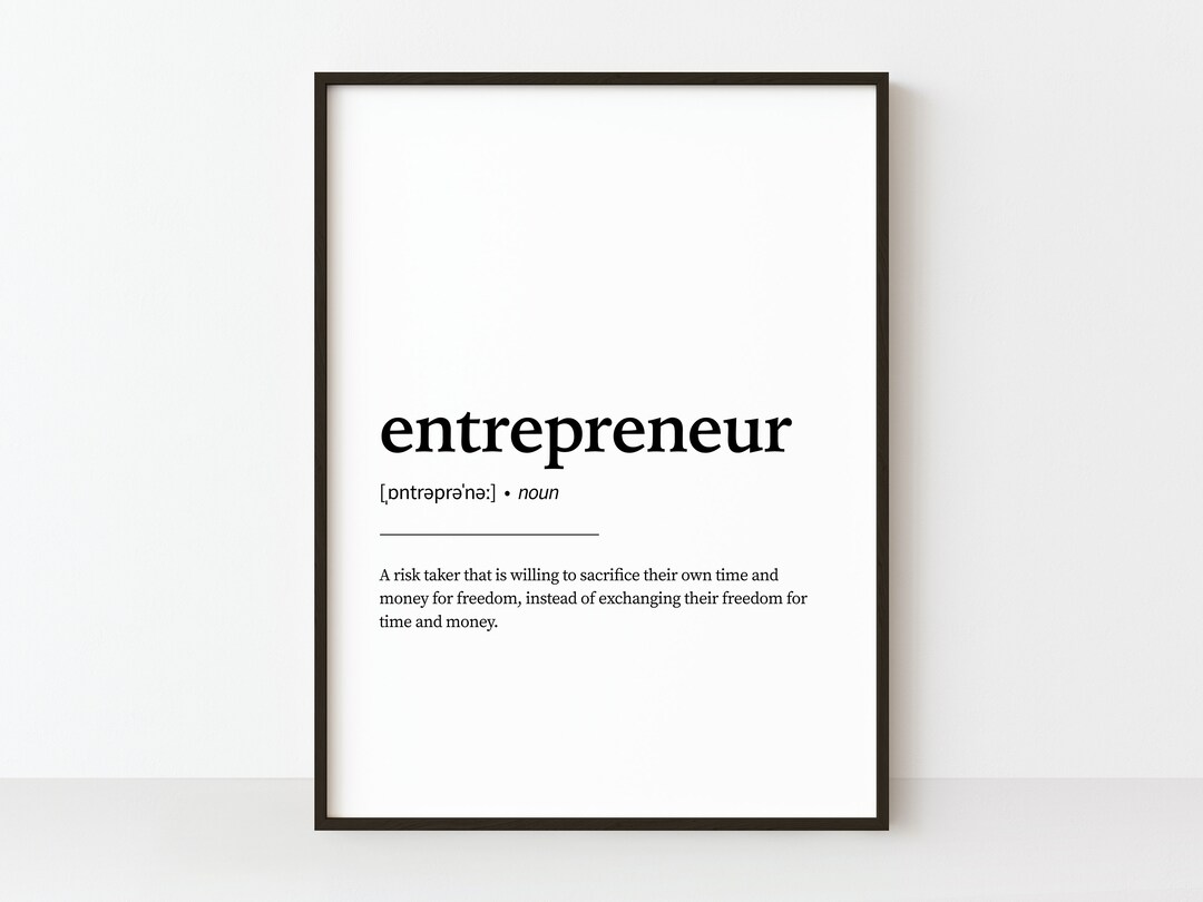 Entrepreneur Definition Print, Office Wall Art, Funny Home Decor ...