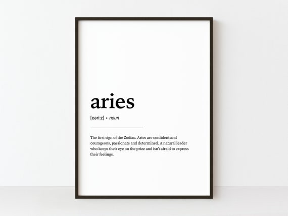 Aries Definition Print Printable Wall Art Bedroom Wall Art | Etsy