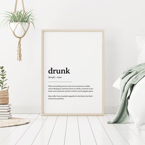 Drunk Definition Print, Kitchen Wall Art, Funny Home Decor, Wine Lover ...