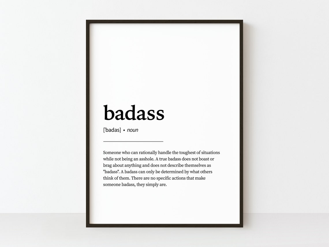 Badass Definition Print Printable Wall Art Minimal Wall Art | Etsy