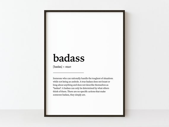 Badass Definition Print Printable Wall Art Minimal Wall Art | Etsy