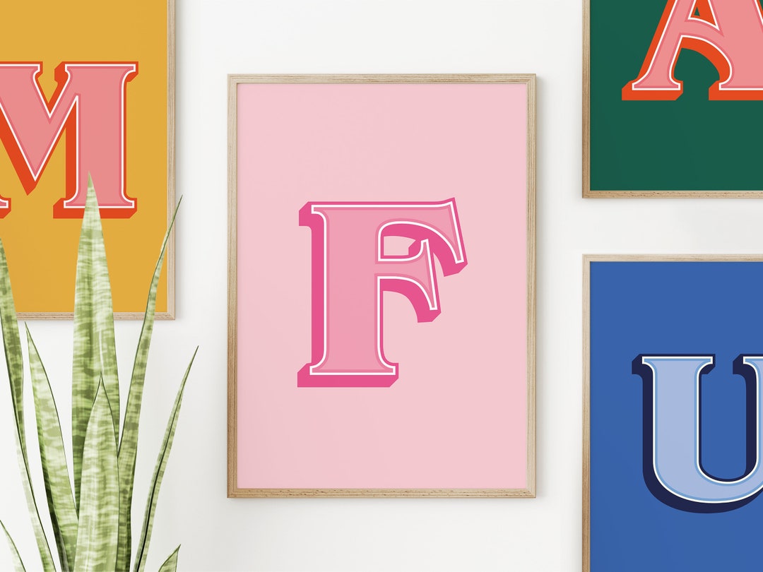 Personalised Initial Print, Custom Alphabet Print, Colourful Letter ...