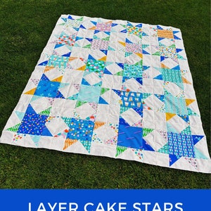 Layer Cake Stars Quilt Pattern - PDF Download - Layer Cake Quilt Pattern - Sawtooth Star Quilt ...