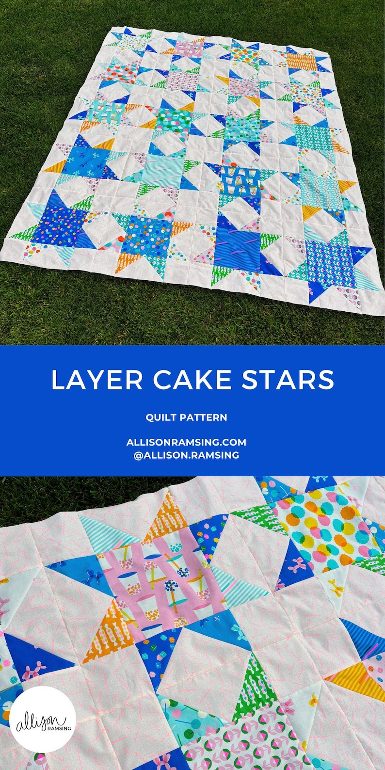 Layer Cake Stars Quilt Pattern - PDF Download - Layer Cake Quilt Pattern - Sawtooth Star Quilt ...