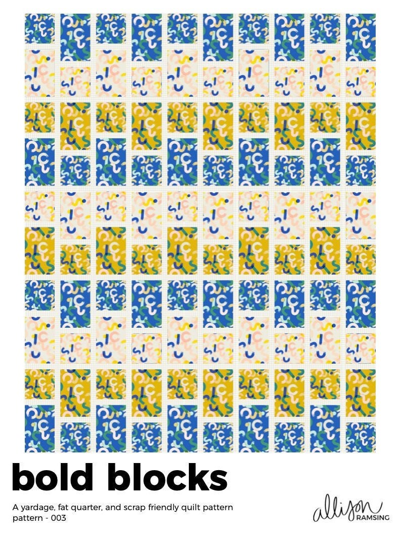 Bold Blocks Quilt Pattern - PDF Download - Yardage Quilt Pattern - Fat ...