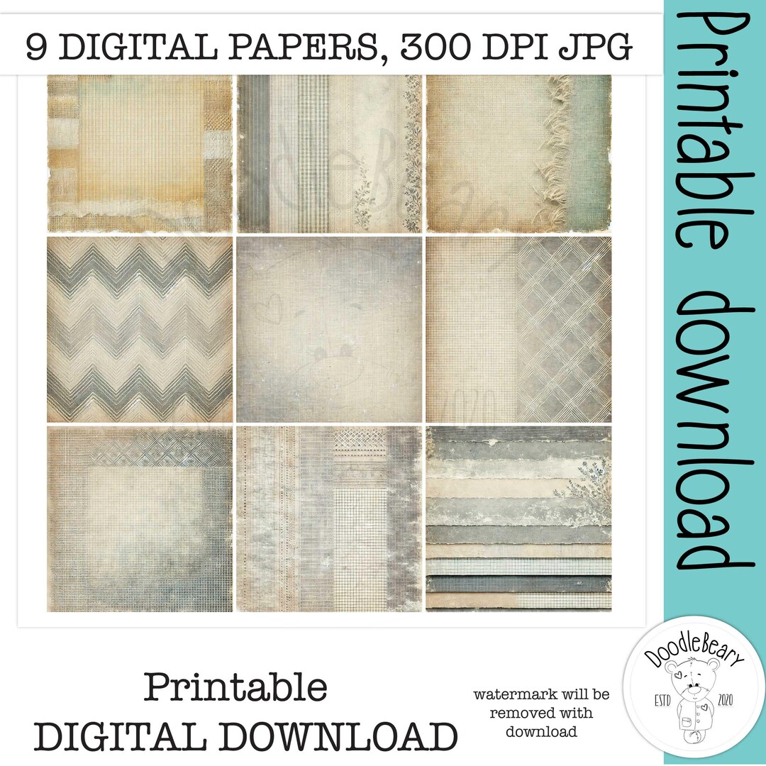 Vintage Cream Textured Digital Papers, Digital Prints, Rice Paper ...