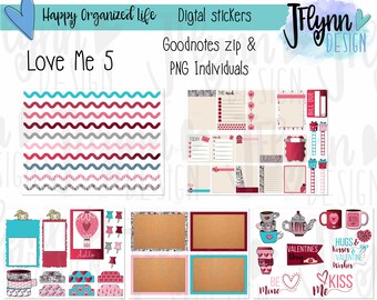 Love Me 3 February Digital Planner Stickers Digital Planner | Etsy