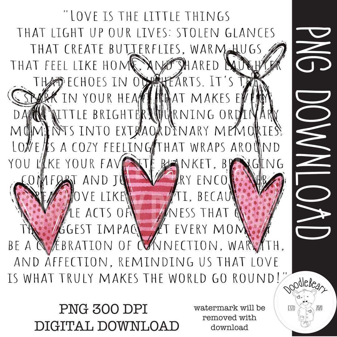 Love Paragraph Heart Strings PNG 300 DPI Digital Download, Printable, T ...