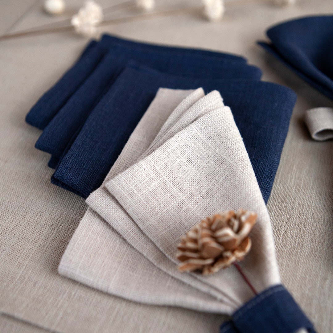 Linen Cloth Napkins, Washed Linen Table Napkin Set of 2, 4, 6, 100% ...