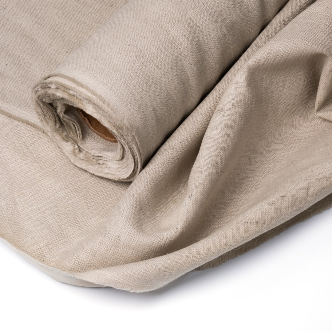 Natural Linen Taupe Fabric by the Yard, 100% Pure Linen Fabrics in ...