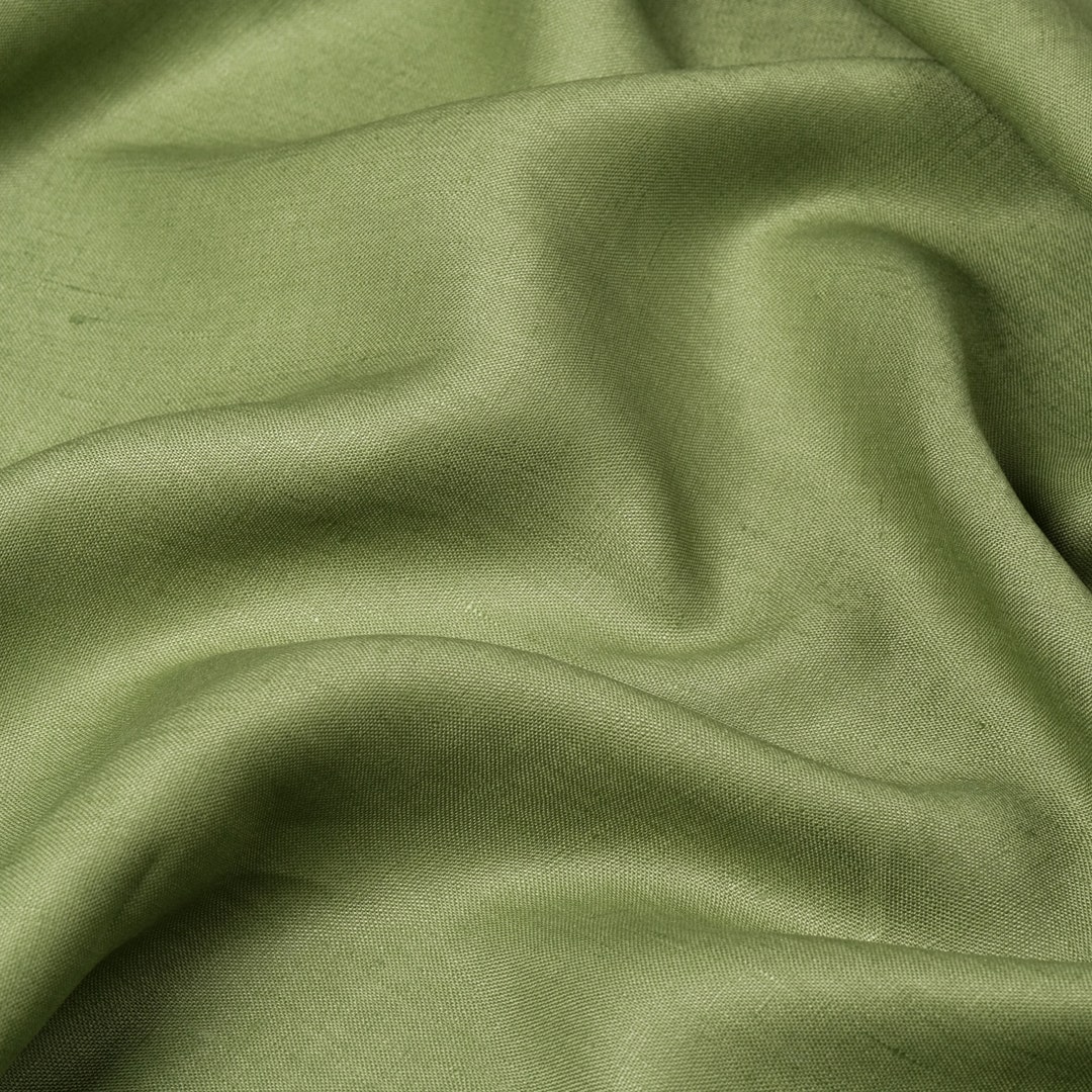 Leaf Green Linen Fabric by the Yard, 100% Pure Linen Fabrics in Various ...