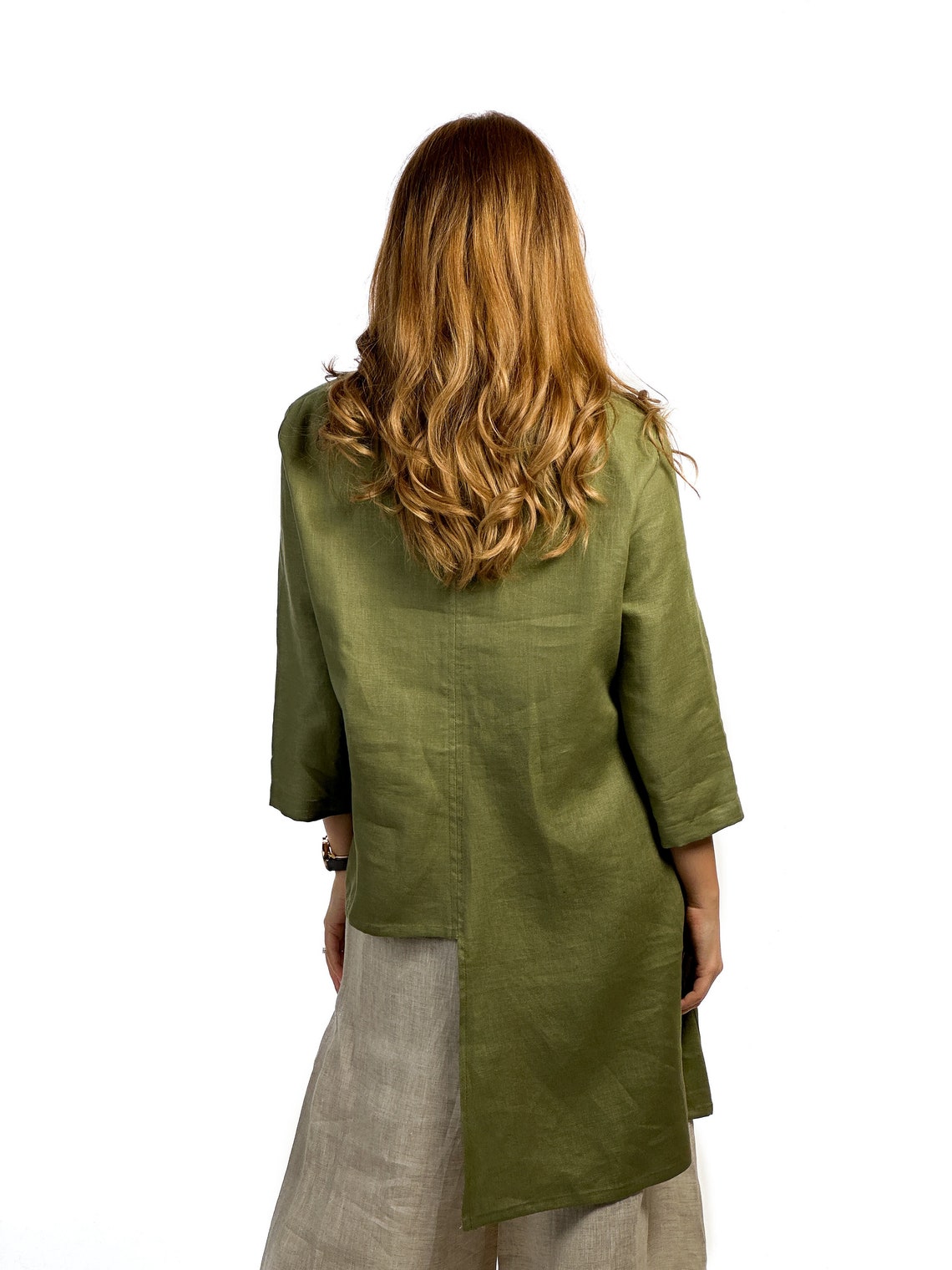 Classic Linen Top With Asymmetric Design, Linen Top Handmade Clothing ...