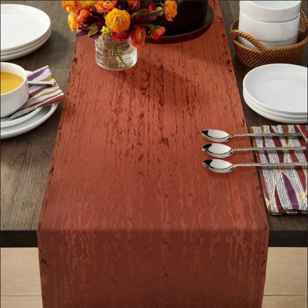 Cinnamon Color Satin Blend Table Runner Reversible | Dining Table ...