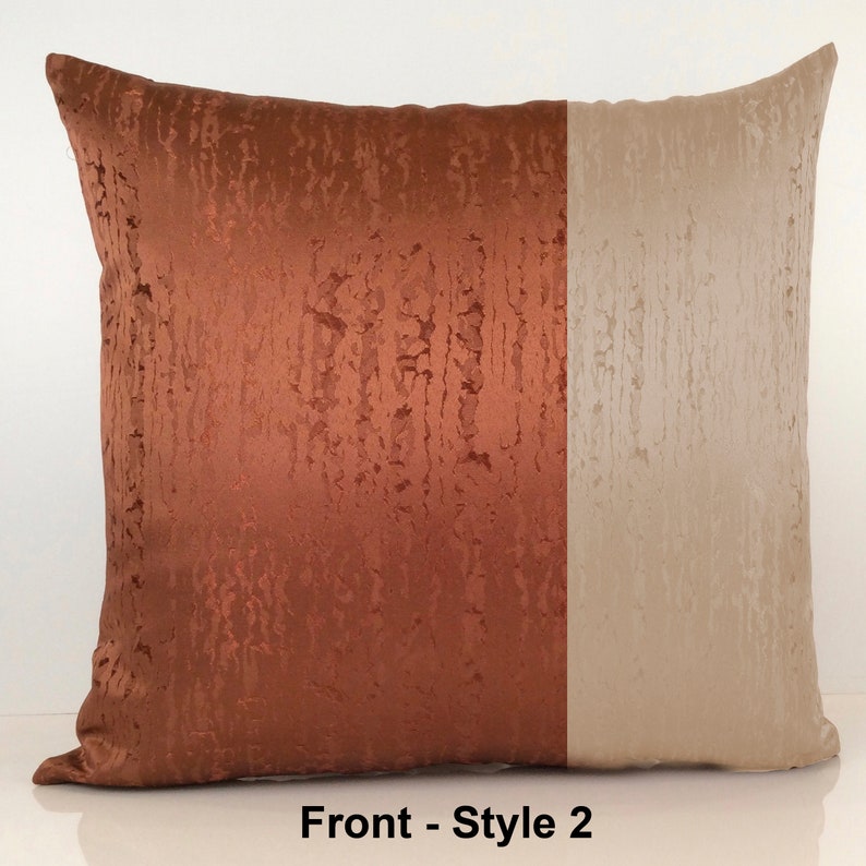 Cinnamon Copper and Beige Sand Color Block Decorative Throw Pillow ...