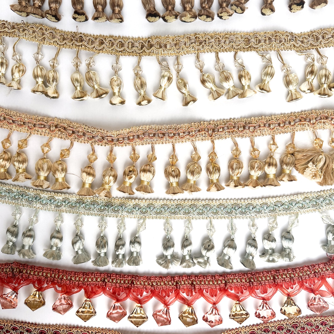8 Yard of Curtain Fringe Trim Bundle | Home Decor | Classic | Rust, Beige, Tan-gold, Baby Blue ...