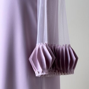 Custom Dress With Diamond Hem on Mesh Sleeves and Bottom, Elegant Lilac ...