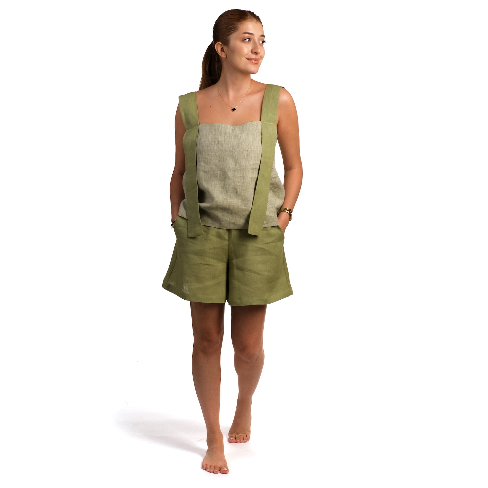 Linen Set Womens Clothing in Various Colors, Linen Shorts With Pockets ...