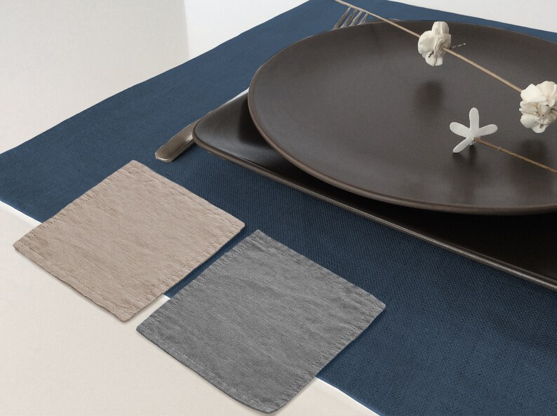 Linen coasters multi-color linen coasters set of 468 tan | Etsy