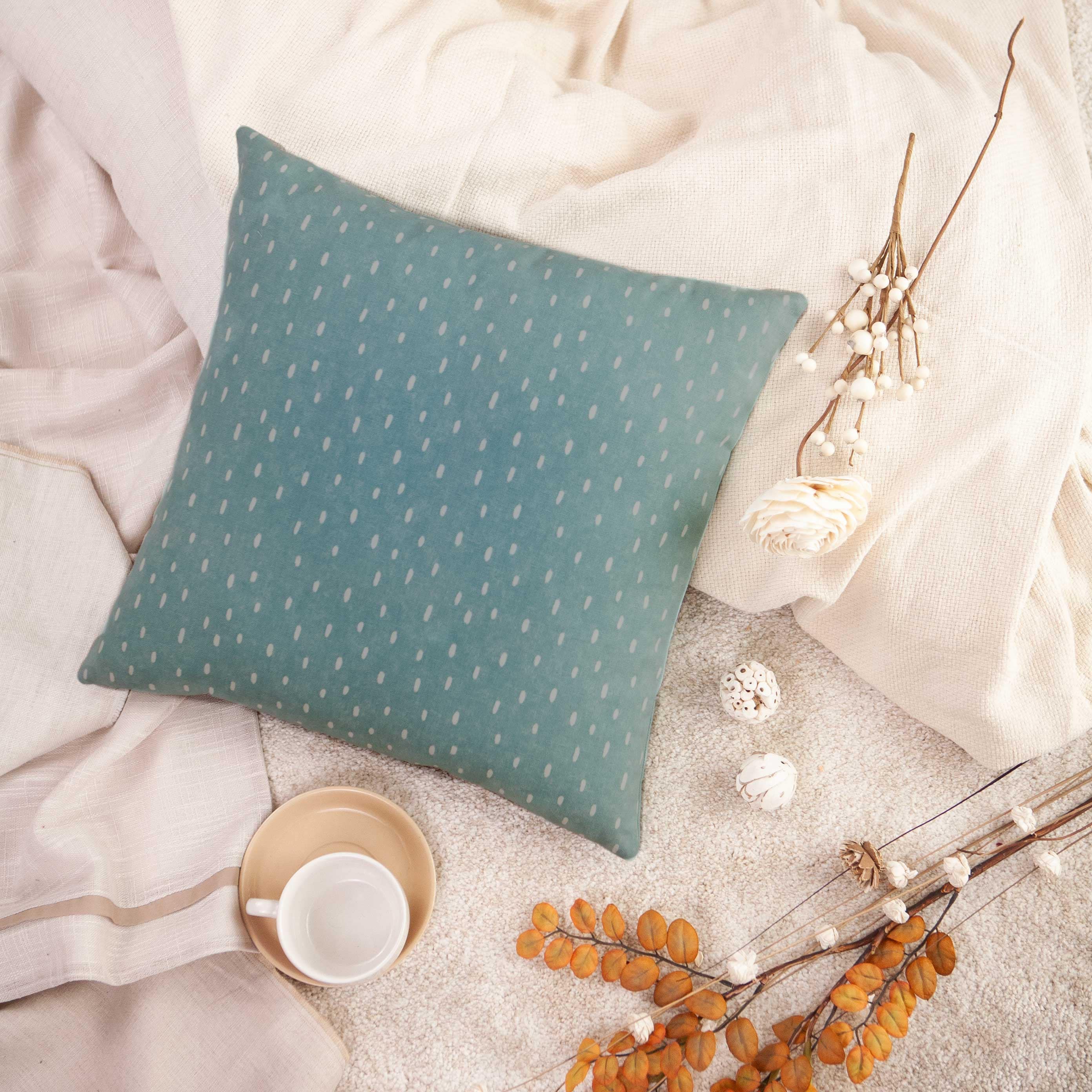 Cotton Dusty Blue Pattern Pillow, Linen Pillow Cover, Richloom Designer ...