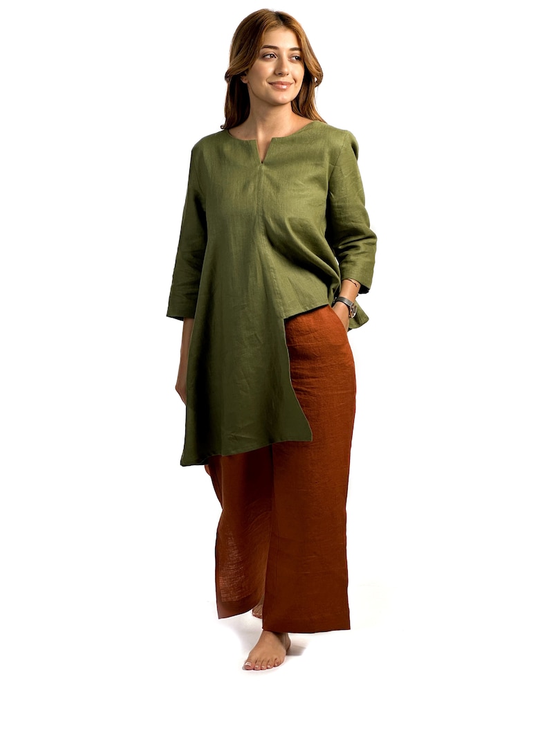 Classic Linen Top With Asymmetric Design, Linen Top Handmade Clothing ...