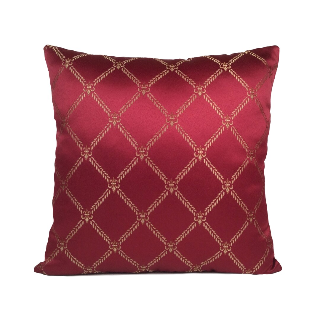 Ruby Red Light Burgundy Decorative Throw Pillow Cover, Satin Blend ...