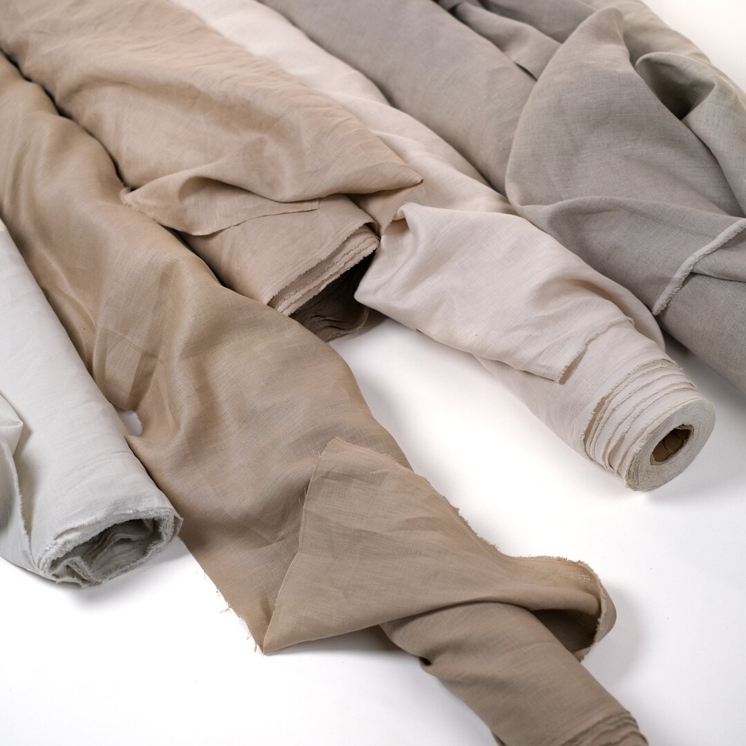 Tan Natural Linen Fabric by the Yard, 100% Pure Linen Fabrics in ...
