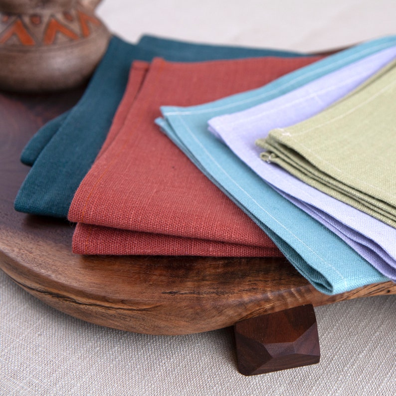 Linen Cloth Napkins, Washed Linen Table Napkin Set of 2, 4, 6, 100% ...