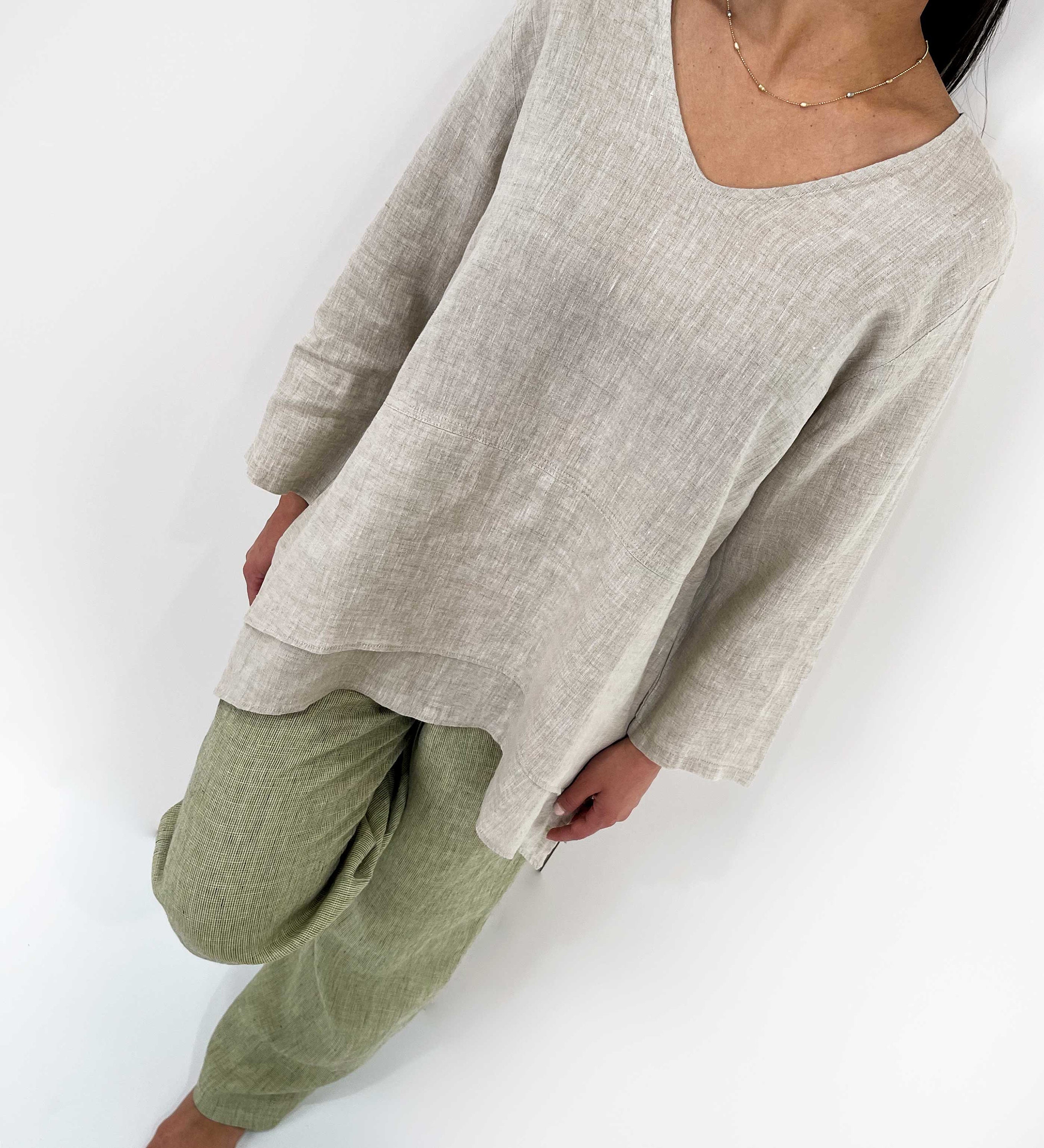 Natural Loose Linen Top, Handmade Clothing for Women, Natural Flax ...