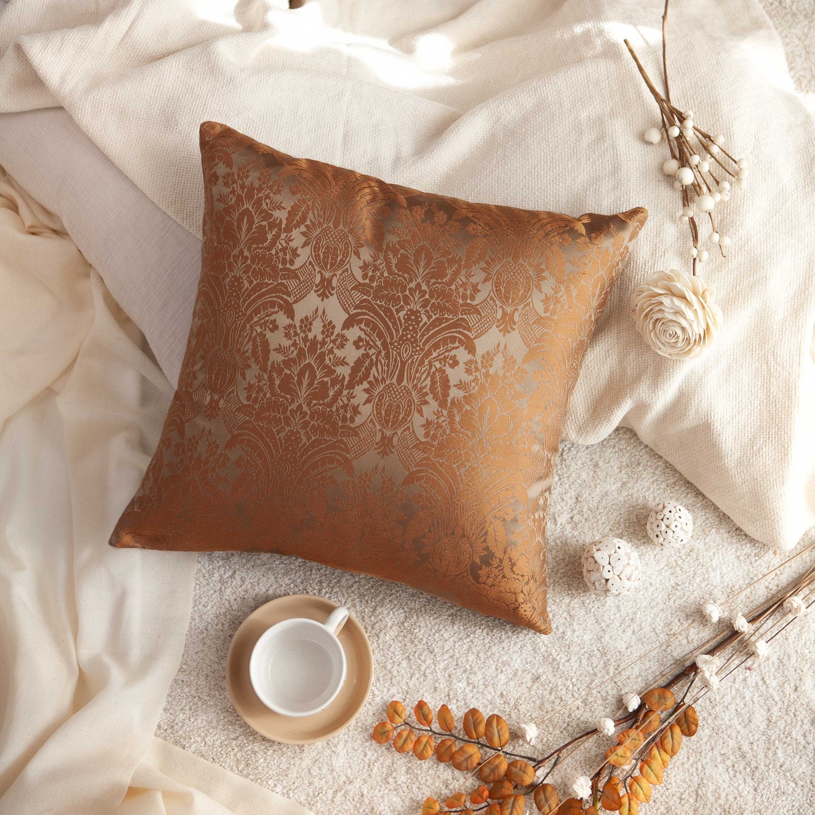 Cinnamon Bronze Pillow Throw Pillow Cover Decorative - Etsy