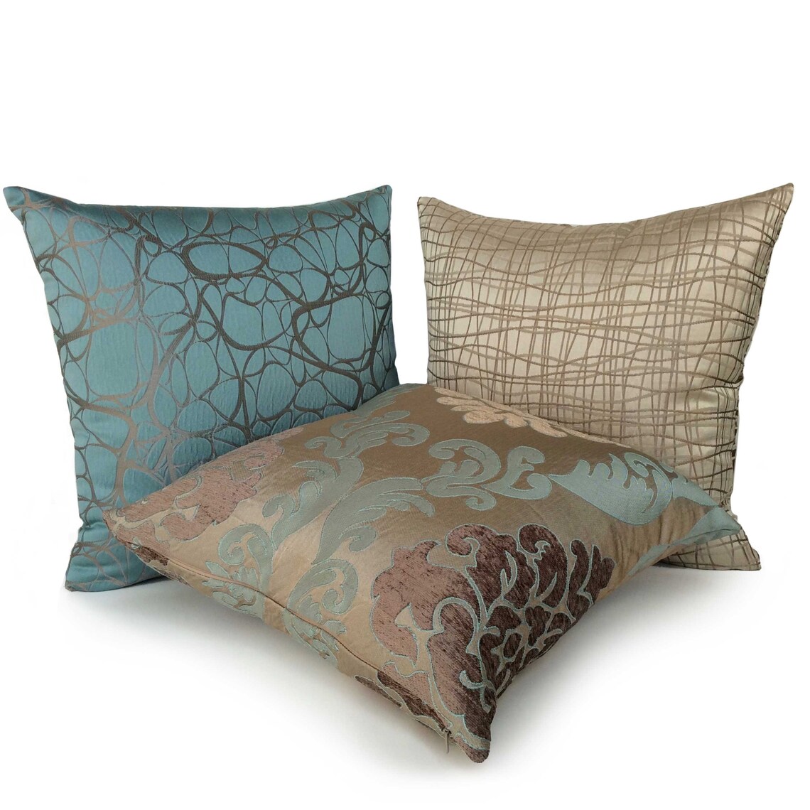 Teal Pillow With Geometric Pattern, Throw Pillow Cover, Decorative ...