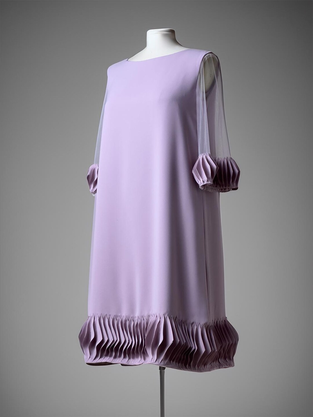 Custom Dress With Diamond Hem on Mesh Sleeves and Bottom, Elegant Lilac ...